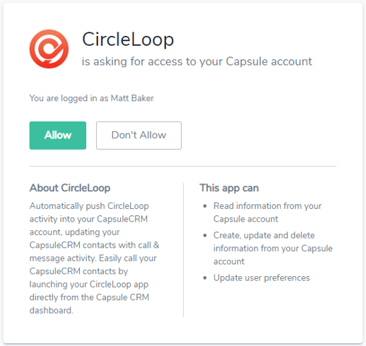 Integrating CircleLoop with Capsule CRM